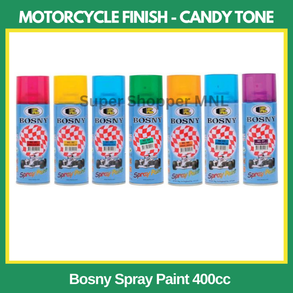 Bosny Spray Paint 400cc - Candy Color or Motorcycle Finish | Shopee ...