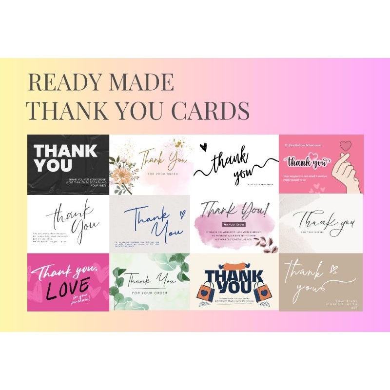 THANK YOU CARDS GENERIC READY MADE BY 50 PCS - 2024 COLLECTION VOLUME 1 ...