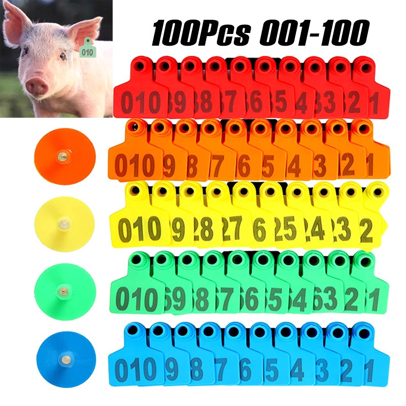 100Pcs Animal Sheep Livestock ear tags 001-100 Number Identification ...