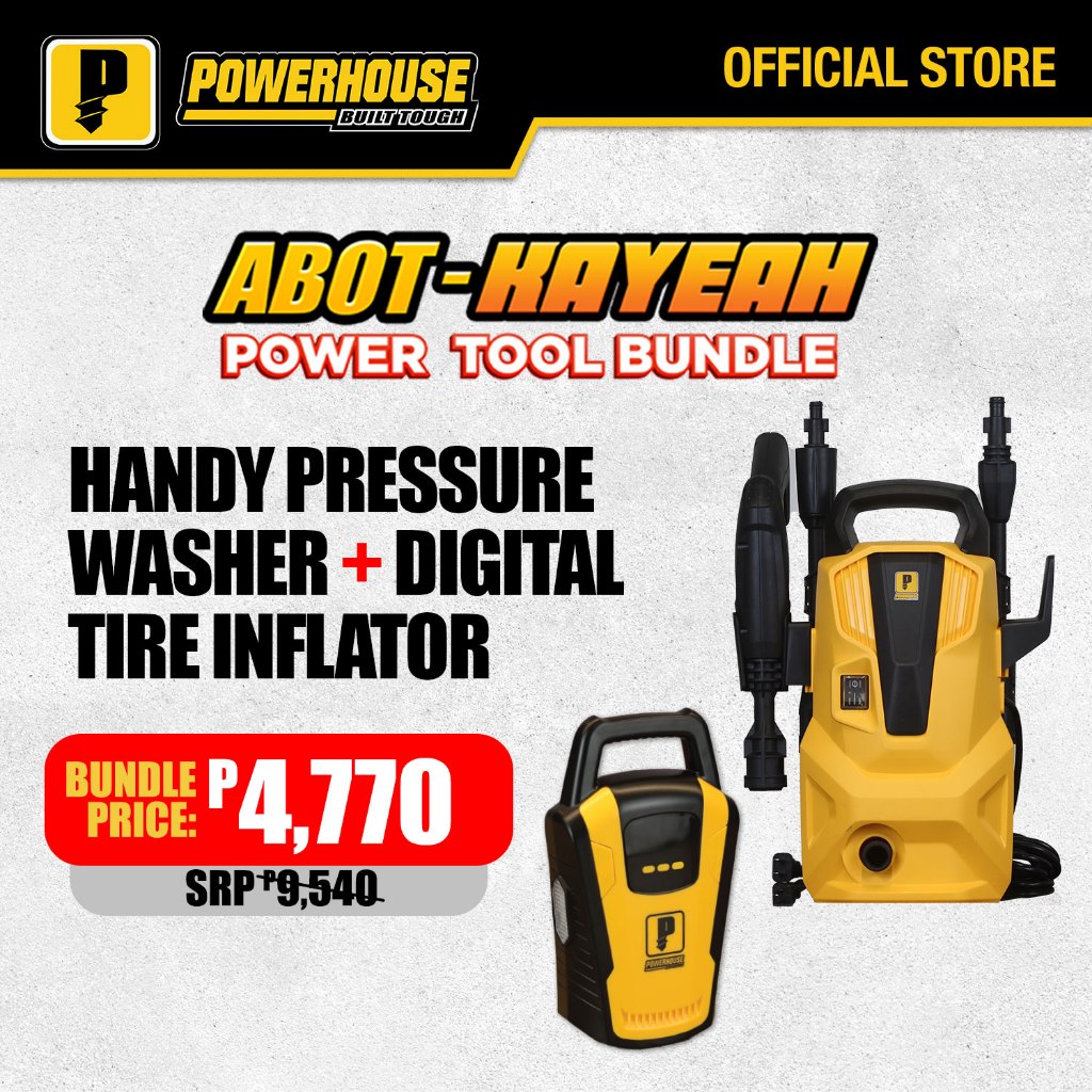 Powerhouse COMBO Handy Pressure Washer 1200W + Digital Tire Inflator ...