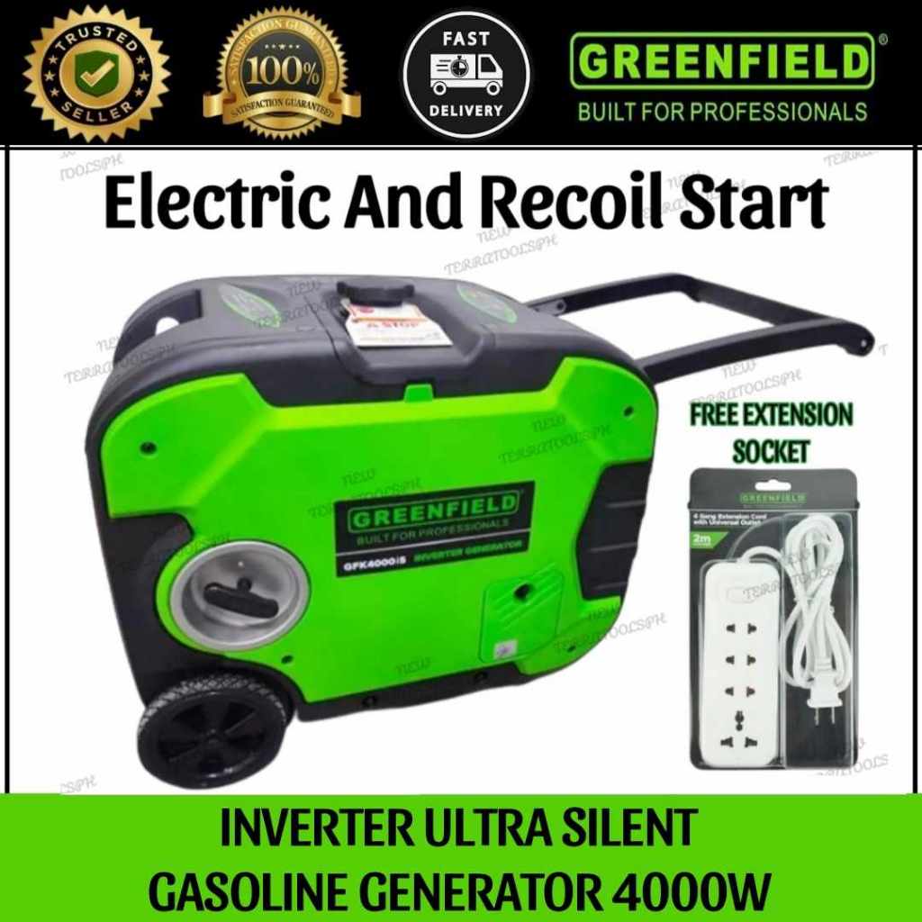 GREENFIELD 4000W Electric Start Inverter Ultrasilent Gasoline Generator ...