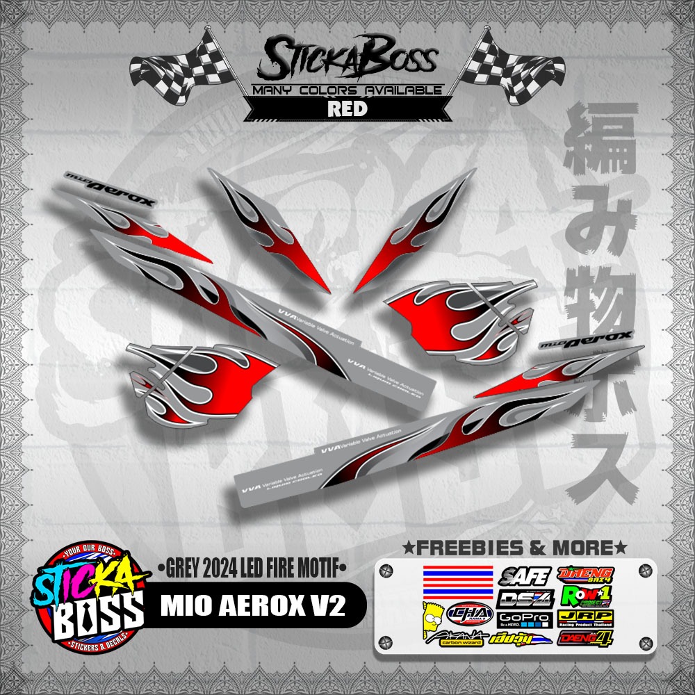 MIO AEROX V2 DECALS ( GREY 2024 LED FIRE MOTIF )【WITH FREEBIES ...