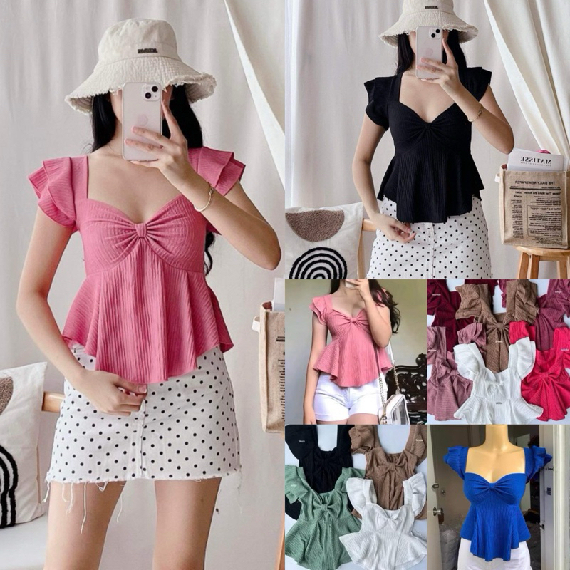 BARBARA RIBBON Ruffled Top Hot Selling | Shopee Philippines