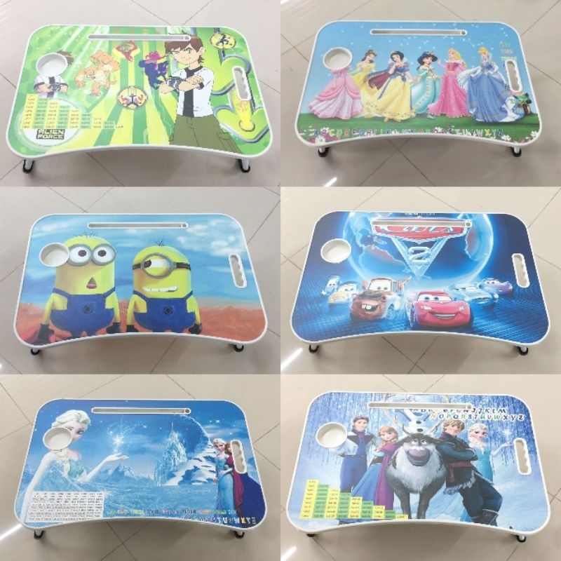 Disney Princess Character Frozen Study Table Wooden Lazy Laptop Table Portable Ben10 Minions ...