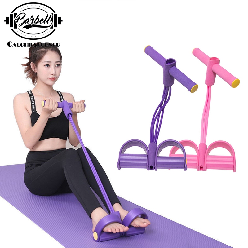4-Tube Elastic Pull Rope Fitness Natural Latex Sit-up Body Trimmer Yoga ...