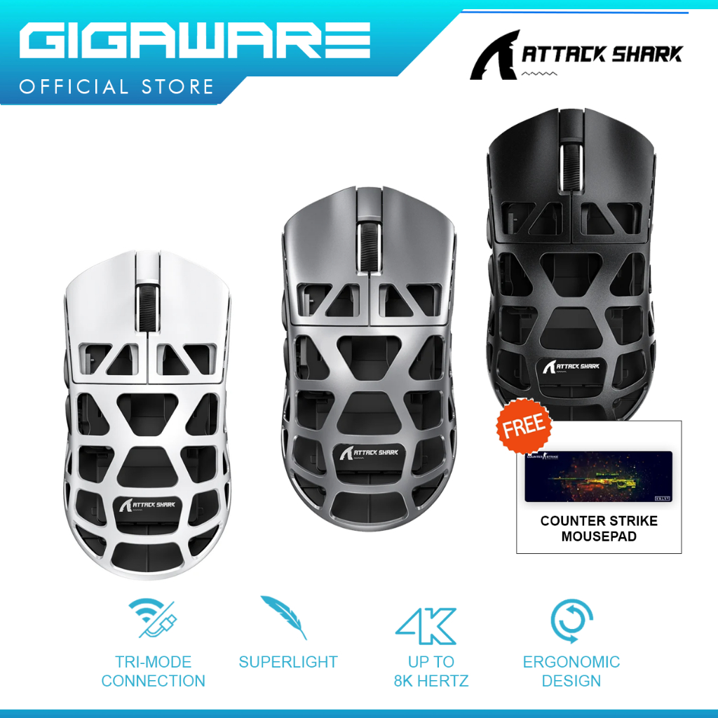 ATTACK SHARK R3 Magnesium Alloy Superlight Tri-mode Gaming Mouse ...