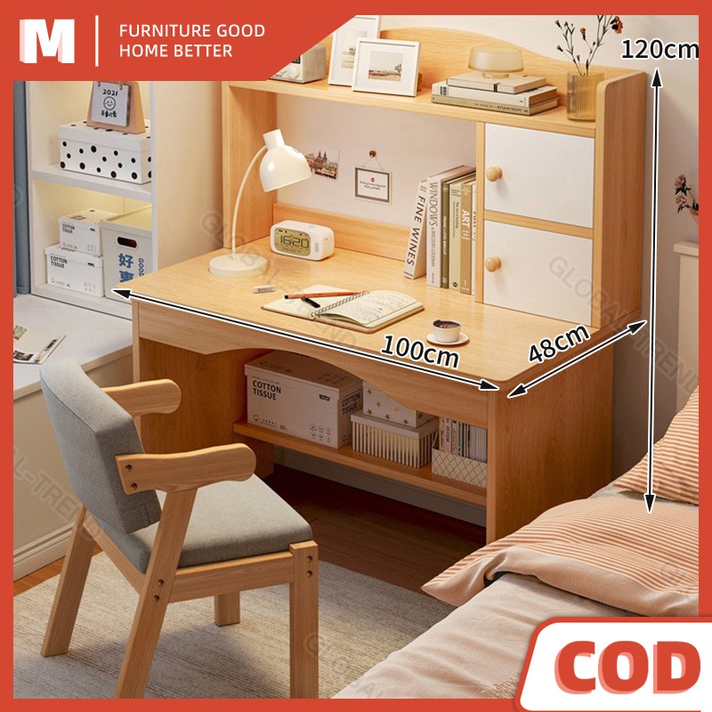 Study Table With Drawer Computer desk desktop home desk bookcase combination office writing desk ...