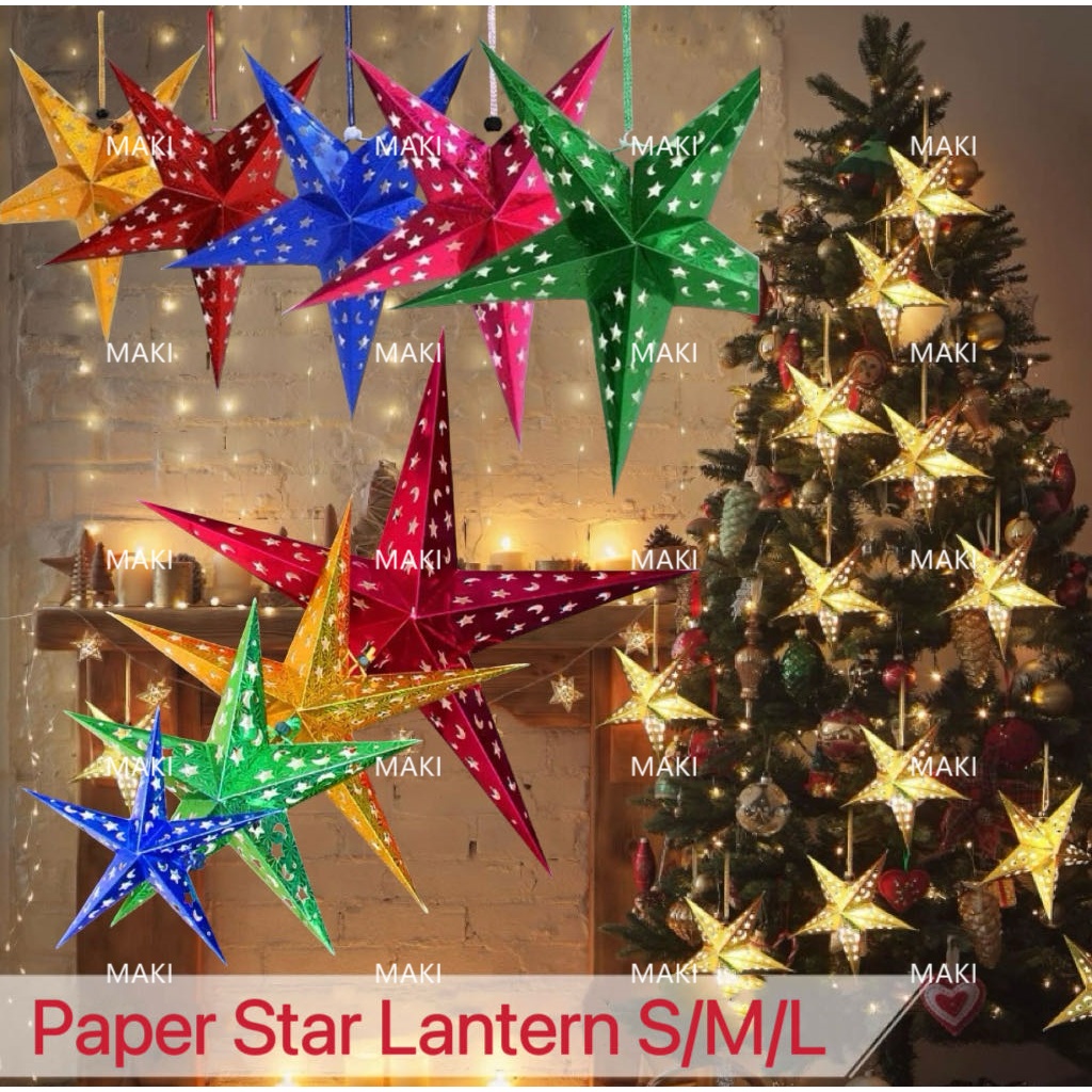 Parol Star Christmas Lanterns With Lights,Paper Star Lantern Lights ...