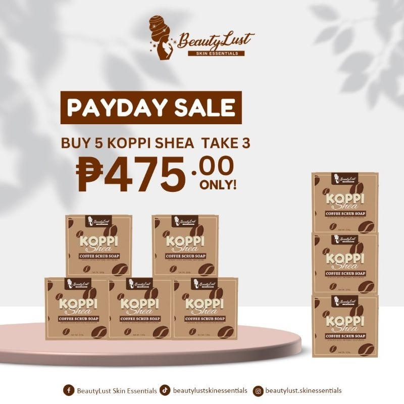 5+3 KOPPI SHEA COFFEE SCRUB SOAP BY BEAUTYLUST | Shopee Philippines