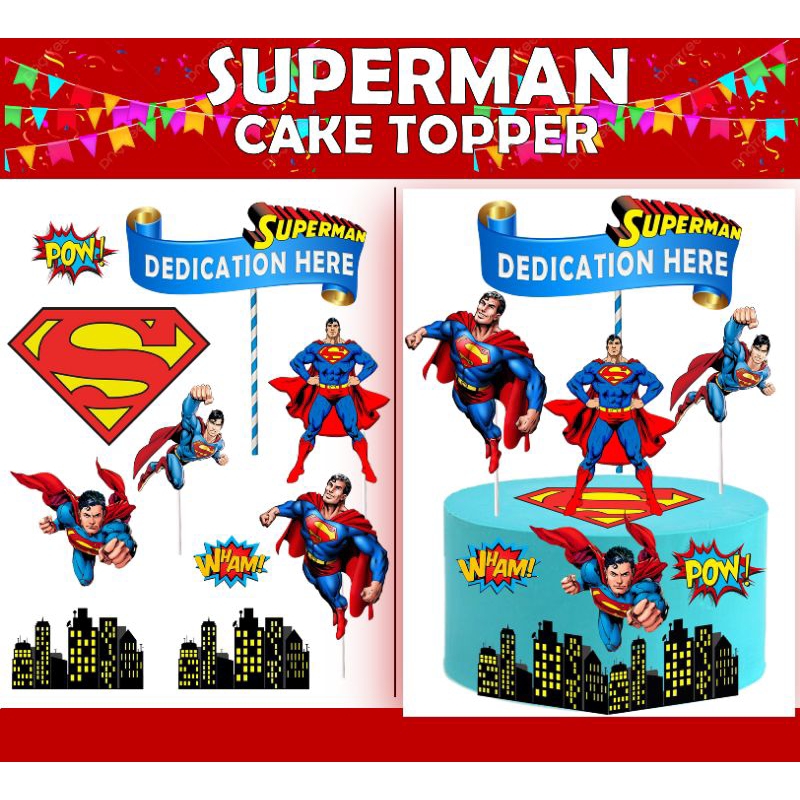 SuperMan Cake and Cupcake Topper ( WATERPROOF NO CUT) | Shopee Philippines