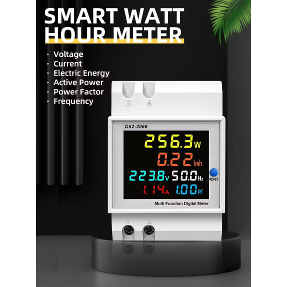 6 In 1 din rail AC monitor 110V-220V-300V 100A Built In/External CT AC ...