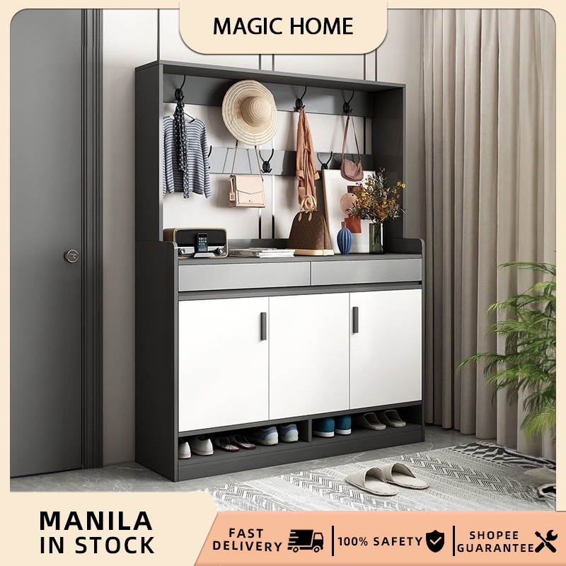 Magic Home Shoe Cabinet Home Door Shoe Rack with Drawer Coat Rack ...