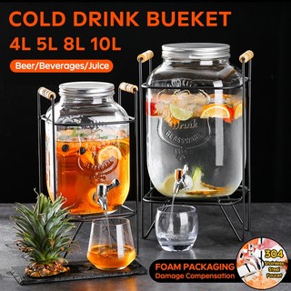 10L Juice Dispenser with Stand and Faucet 8L 5L 4L Drink Glass Jar ...