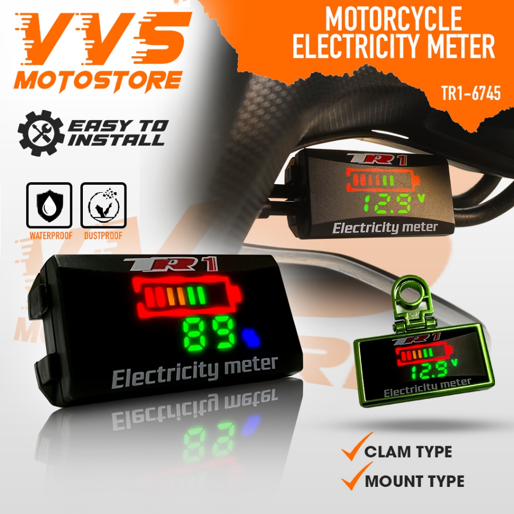 Electricity Meter Digital Voltmeter For Motorcycle Waterproof ...