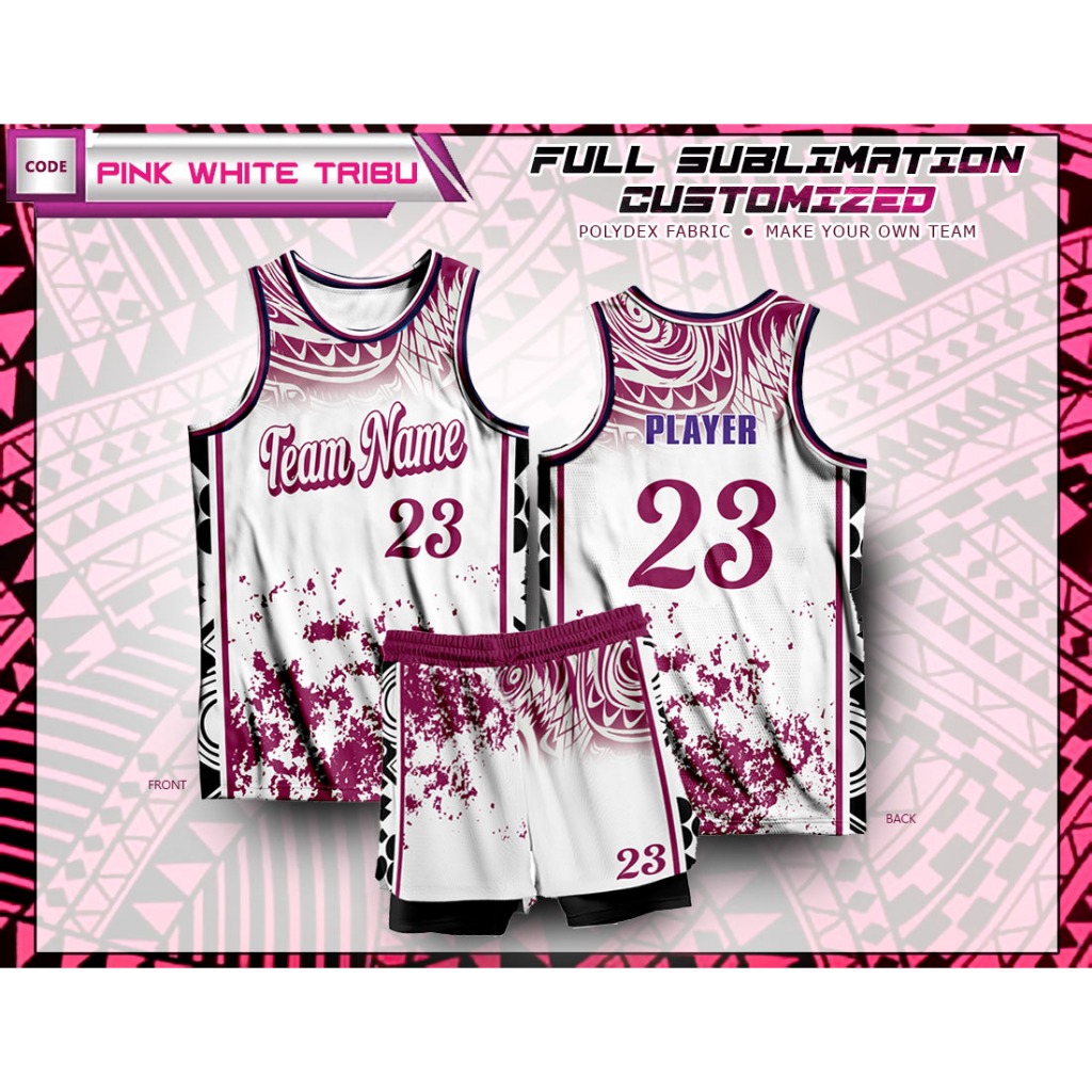 Pink White Tribu design Basketball sando and short customized | Shopee ...