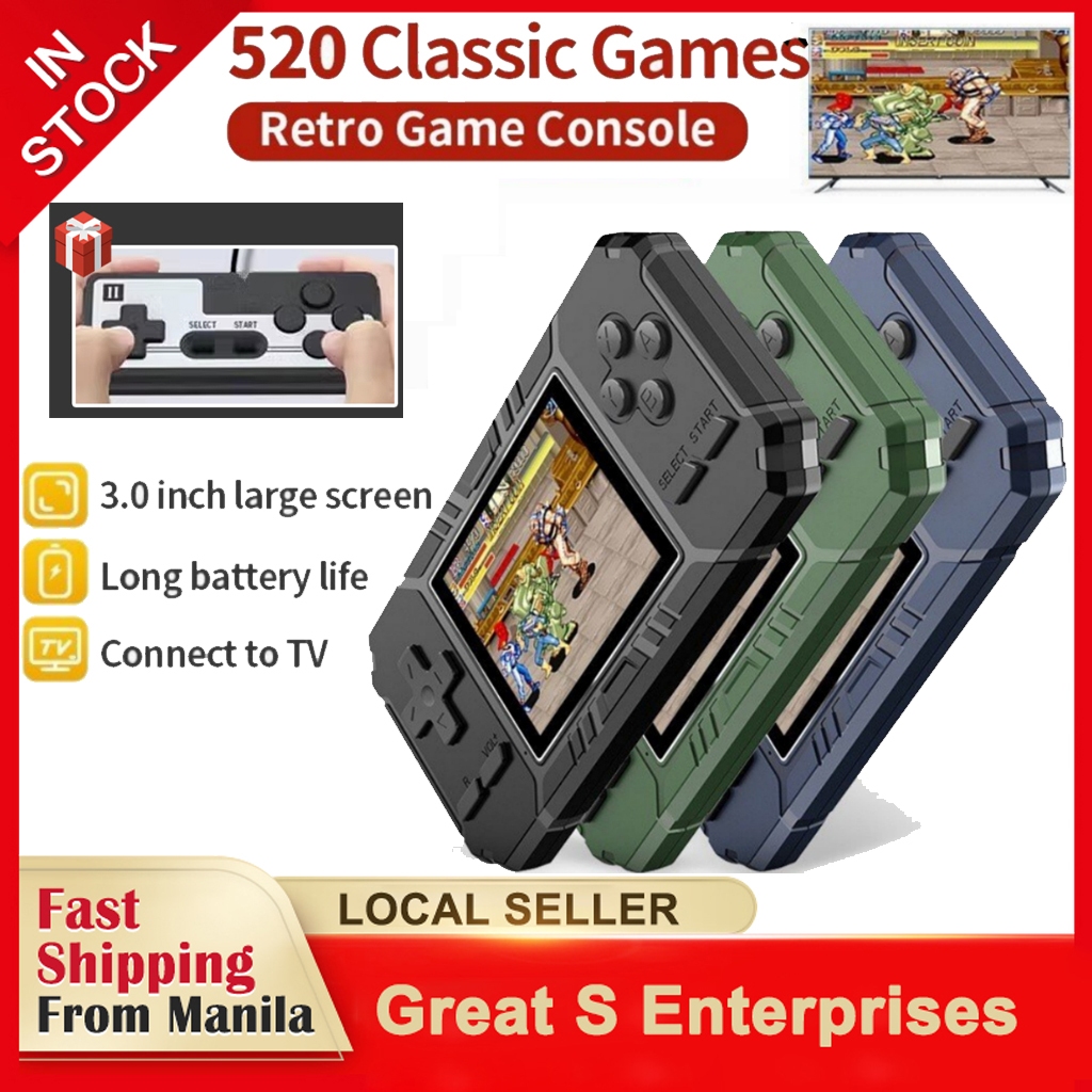 Gameboy 3 Inch 520 in 1 [2 People] Gameboy Game Box Rechargeable Arcade ...