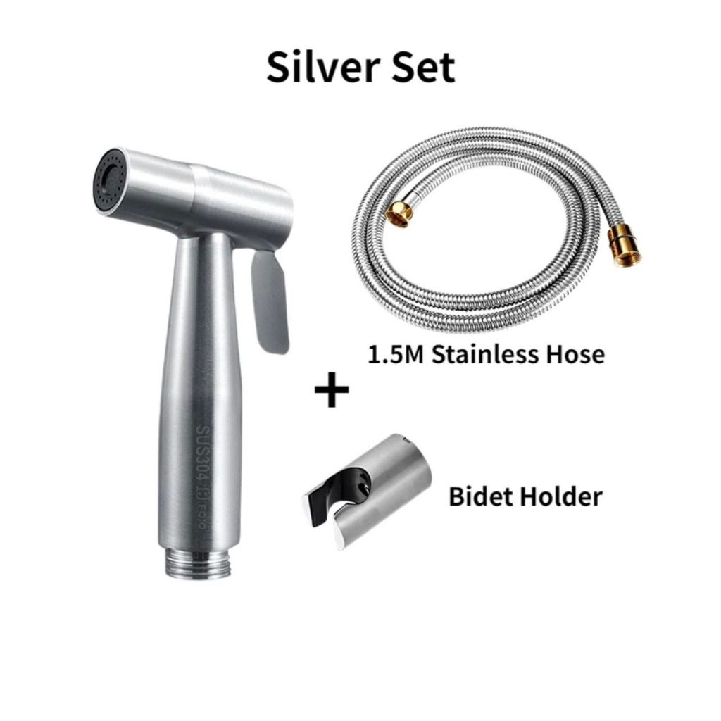 304 Stainless Steel Bidet Spray Shower Toilet Flusher Cleaner Bathroom ...