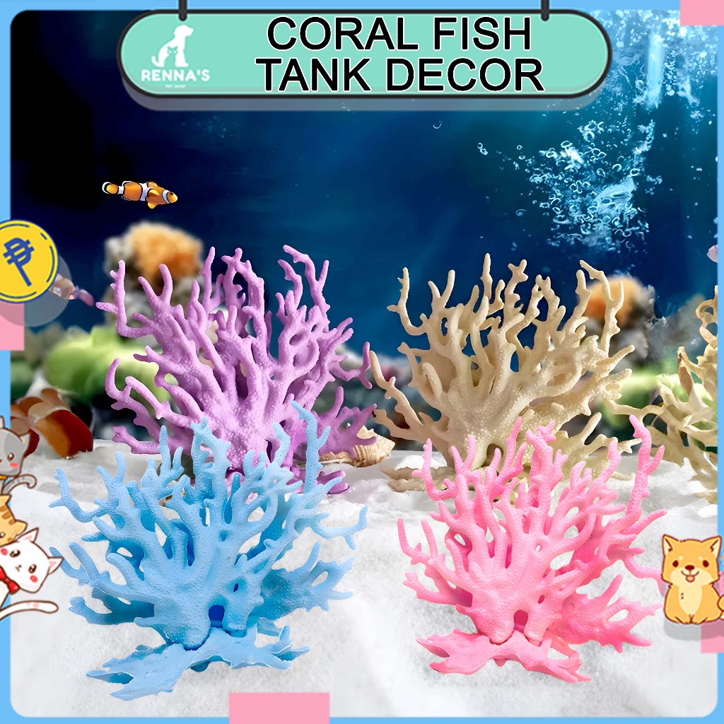 Renna's Fish Tank Aquarium Fluorescence Decoration Artificial Coral ...