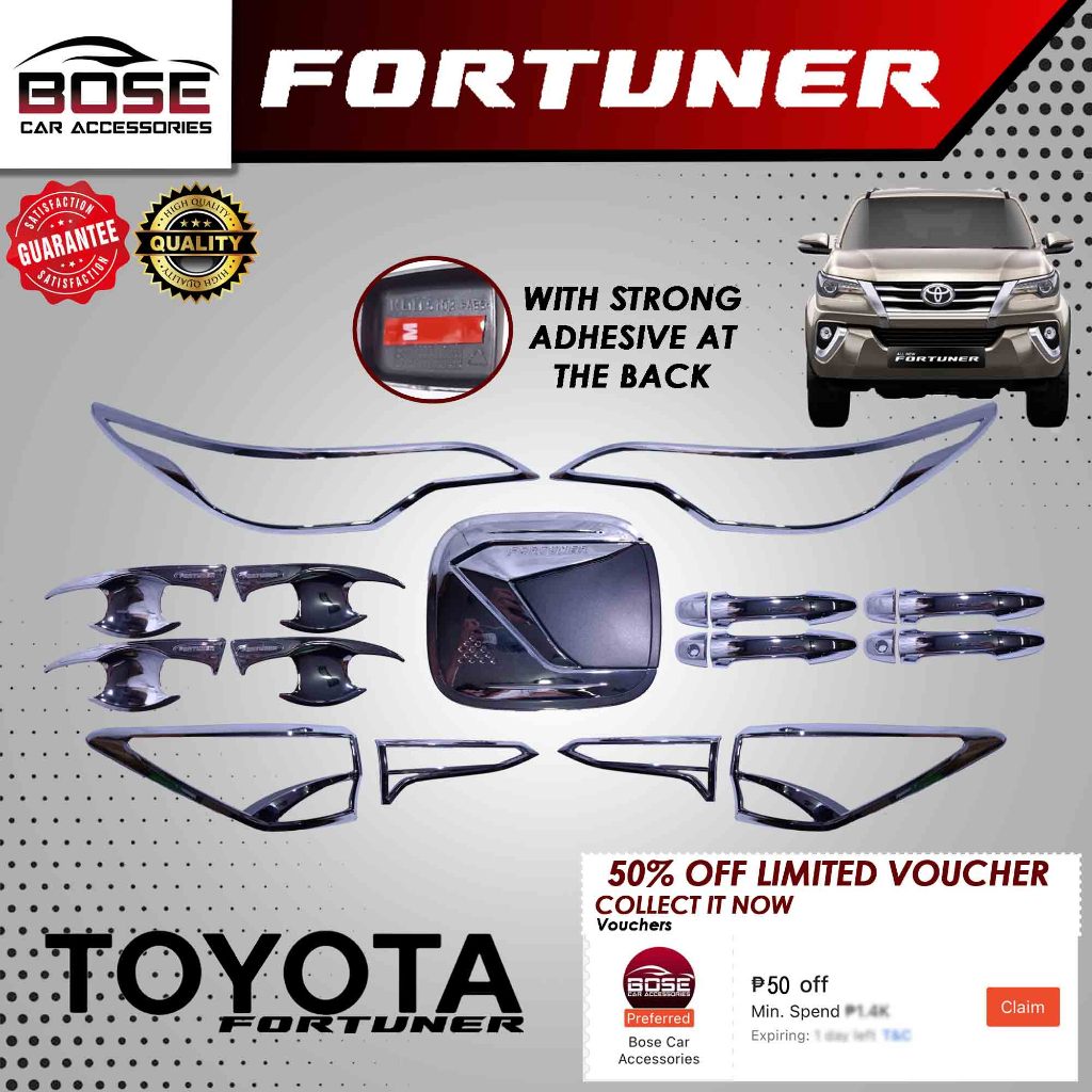 Toyota Fortuner G Garnish Cover Set Black/Chrome 2016 - 2020 Car ...