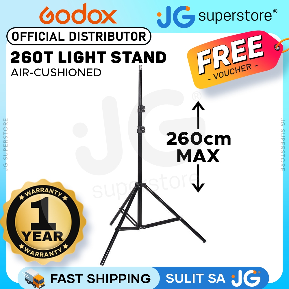 Godox 260T Air Cushioned 3-Section Aluminum Light Stand w/ 100cm to 260cm Height for Studio ...