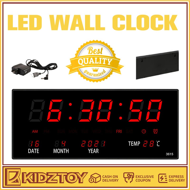 Jh3615 Large Digital Can Display Time Date Led Multifunctional Wall ...