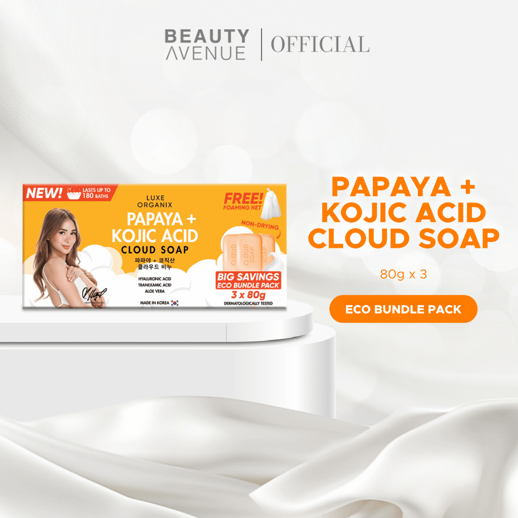 Luxe Organix Papaya + Kojic Acid Cloud Soap 3 x 80g (Eco Bundle Pack ...