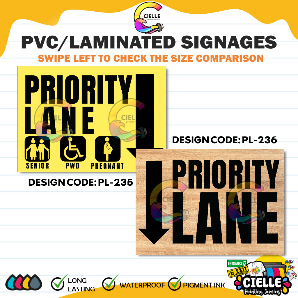 PVC/LAMINATED/STICKER SIGNAGES (PL-235&PL-236) - PRIORITY LANE/ EXPRESS ...