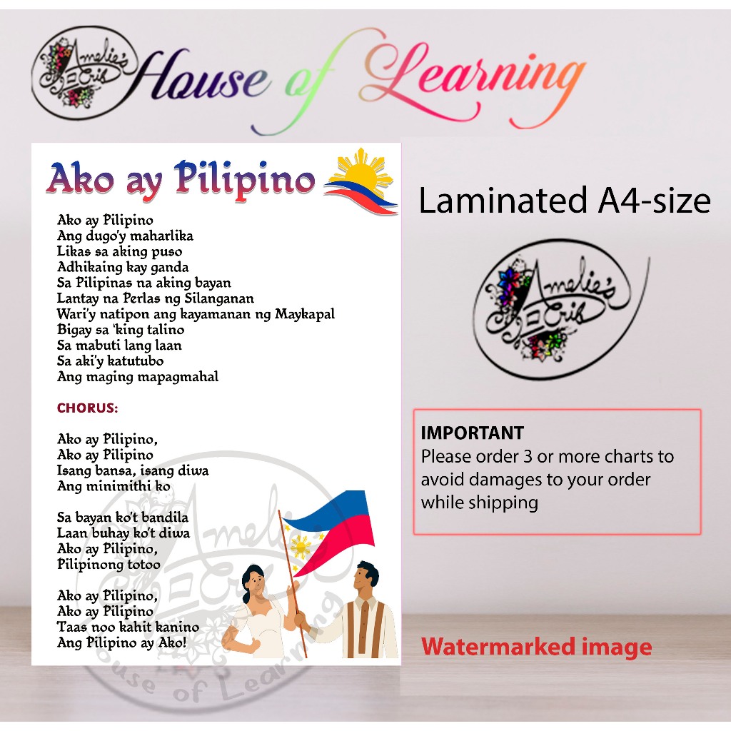 Ako ay Pilipino Laminated Educationa Wall Chart (A4 size) | Shopee ...