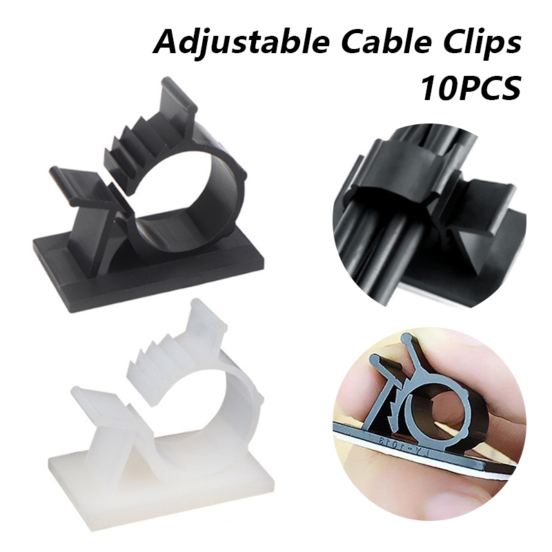 10Pcs Adjustable Multipurpose Self-adhesive Cable Clips Wire Clamps ...