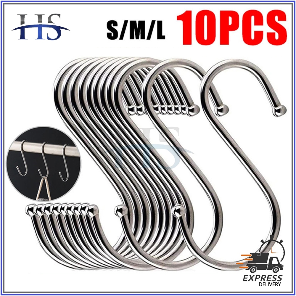 10pcs Stainless Steel S-Shape Hook Multi-function Kitchen Bedroom ...