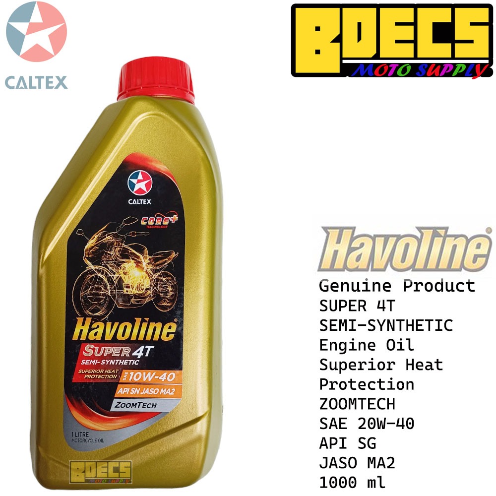 Havoline Super 4T 10w-40 Semi-Synthetic Core + Tech Original Caltex ...