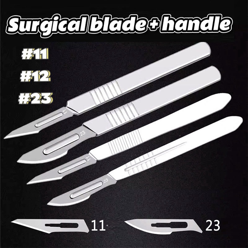 10Pcs Carbon Steel Surgical scalpel blades with handle Scalpel medical ...