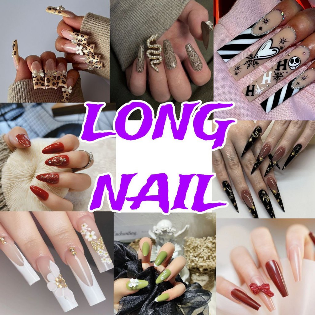 24 pieces set Long fake Nails with tools | Shopee Philippines