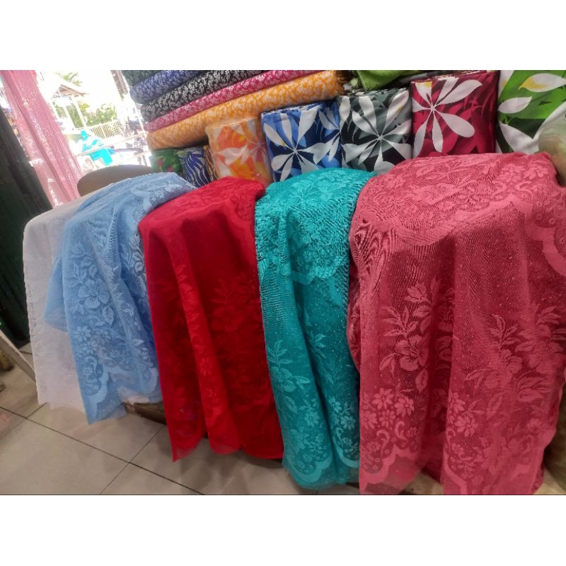 tela lace scalop design pang kurtina (width 60 inches )makapal pagka ...