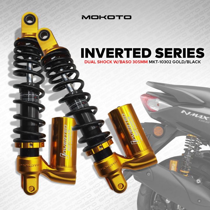 MOKOTO DUAL SHOCK INVERTED SERIES 305MM WITH BASO FOR YAMAHA NMAX 155 ...