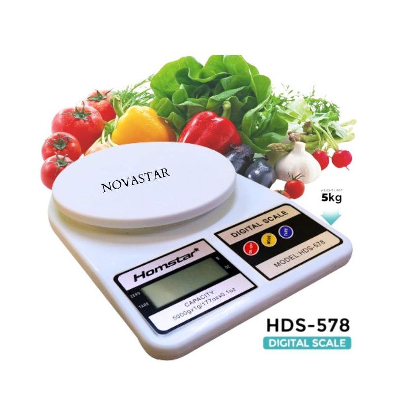 Digital LCD Electronic Timbangan Kitchen Weighing Scale 5kg Portable ...