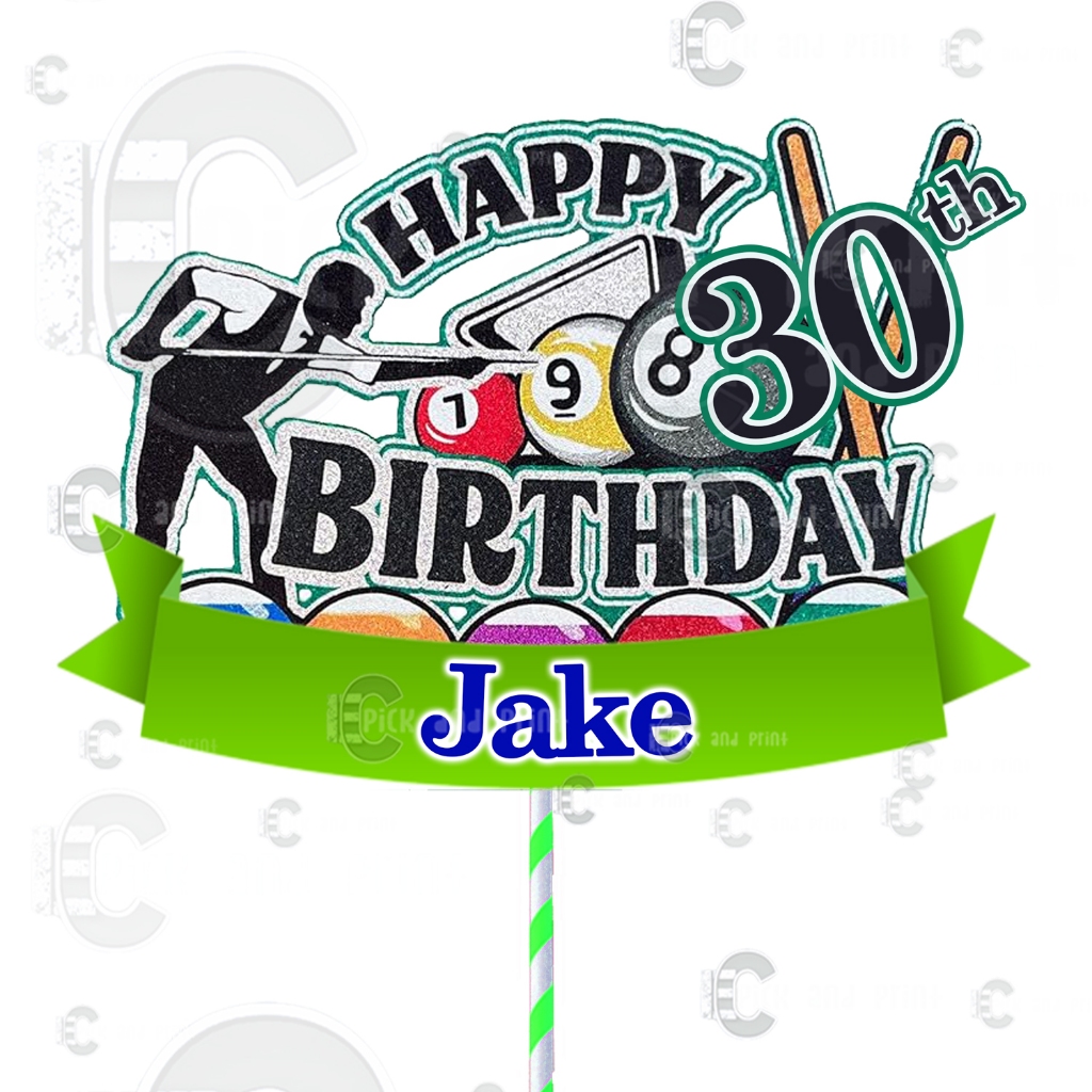 Personalized / Customized Billiards Game Theme Cake Topper for DIY ...