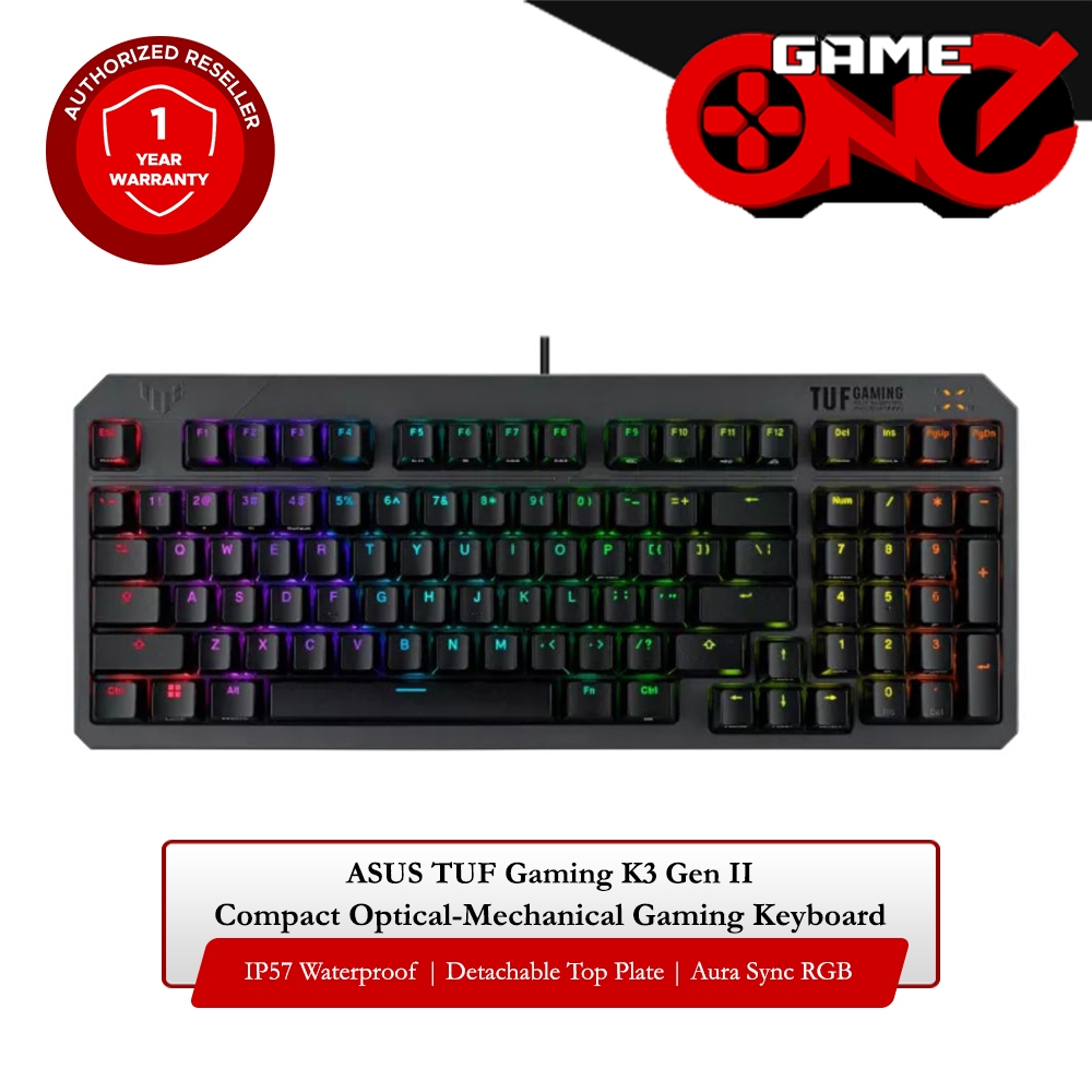 ASUS TUF Gaming K3 Gen II 97-Key Compact Optical-Mechanical RGB Gaming ...