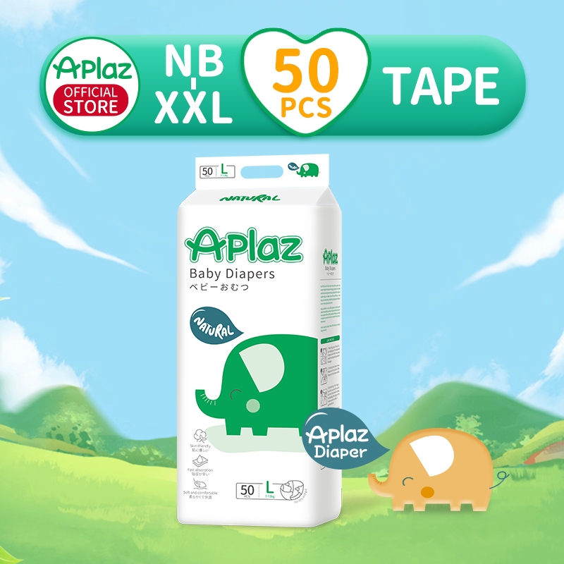 Aplaz Natural Diaper Baby Diapers Imported TAPE/PANTS 50pcs Breathable ...