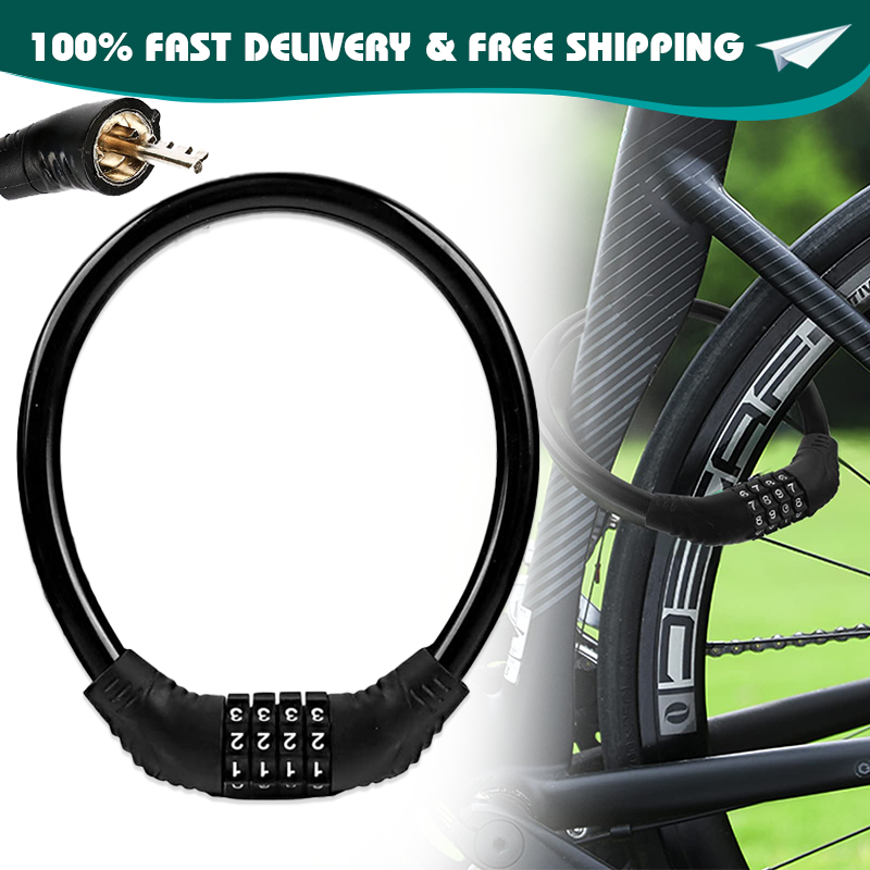 4 Digit Combination Cable Lock Bike Heavy Duty Anti-Theft Password ...