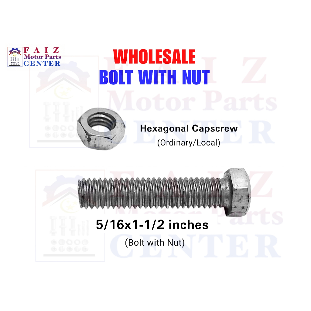 ORDINARY 5/16 x 1-1/2 inches (#12 sa yabe/tools)BOLT WITH NUT HEX ...