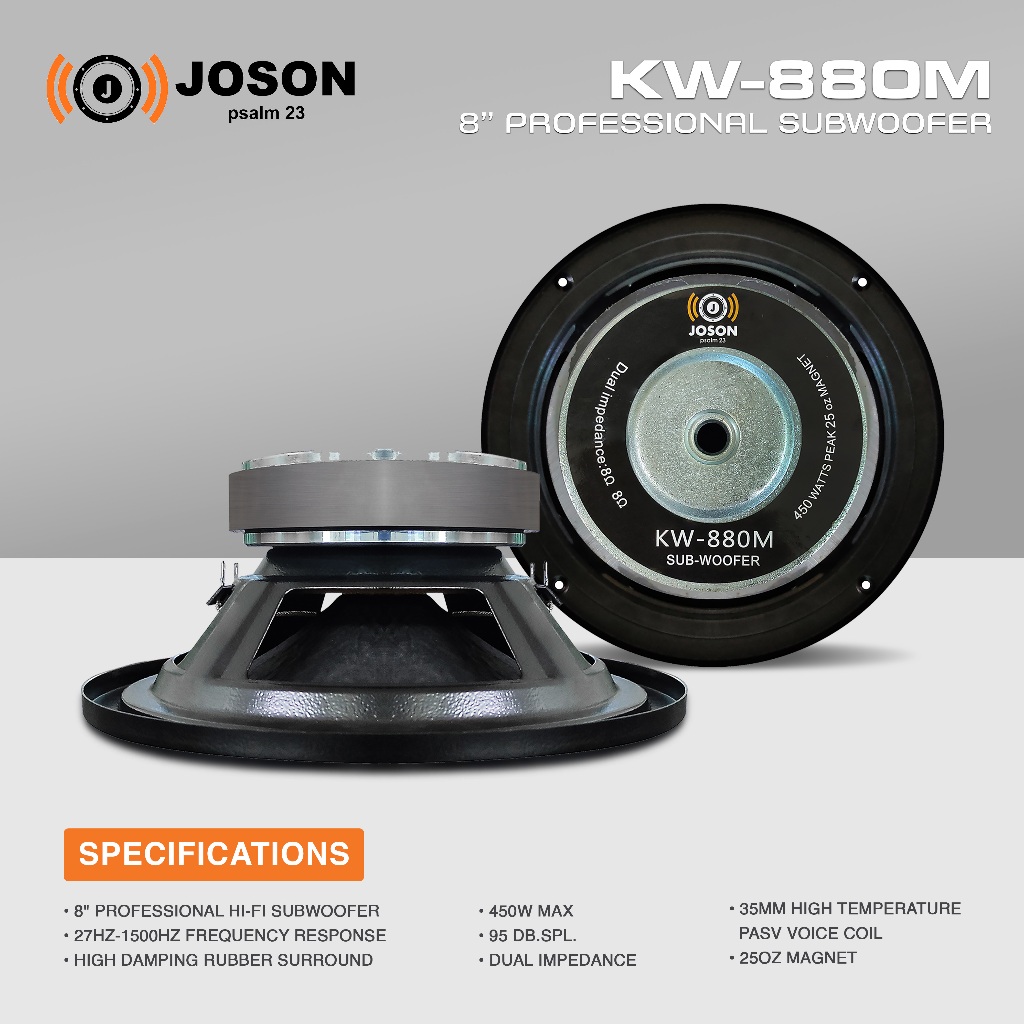 Joson KW-880 8" Professional Hi-fi Subwoofer (1 pc) | Shopee Philippines