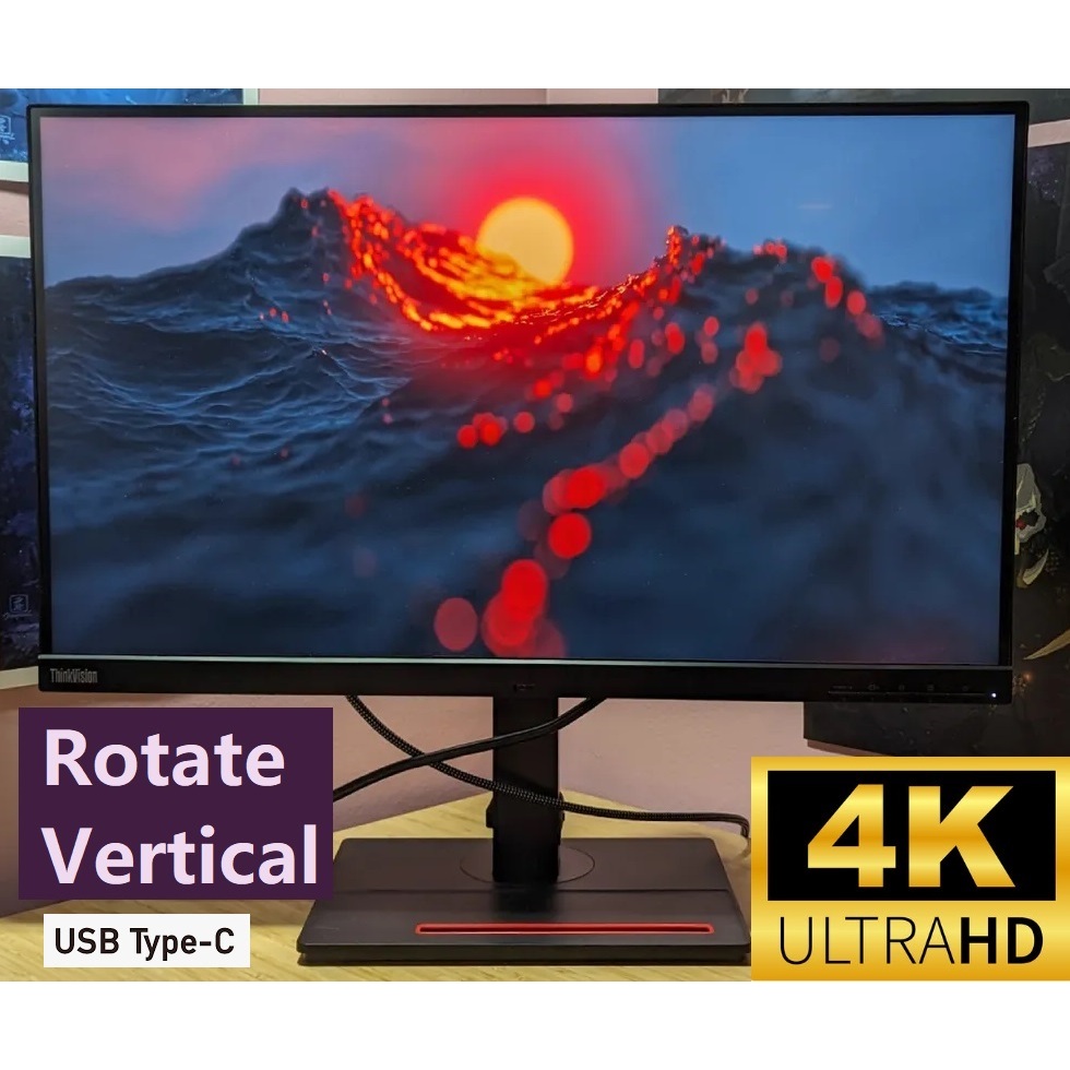 Lenovo Thinkvision 32" 4K Reso UHD 2160p, Frameless IPS monitor,Rotate ...
