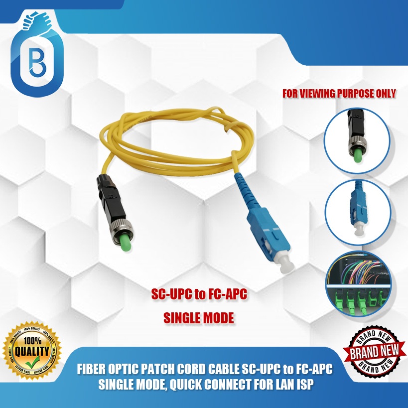 Fiber Optic Patch Cord Cable Sc Upc To Fc Apc Single Mode Quick Connect For Lan Isp Shopee 