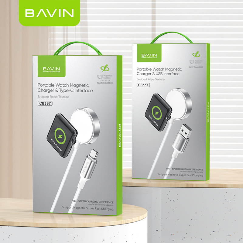 BAVIN CB337 Fast Charging iWatch Wireless Magnetic Charger Braided Rope ...