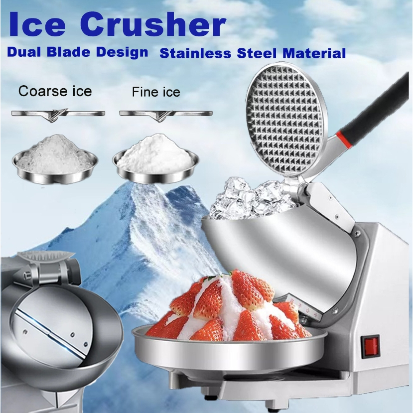 500W Shaved Ice Machine Double Blade Electric Ice Crusher Portable Ice ...