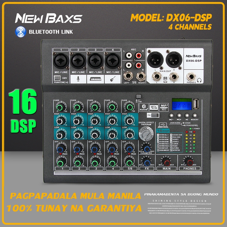 NEW BAXS DX06-DSP Professional Audio Mixer 6-channel built-in DSP16 Suportahan ang bluetooth ...