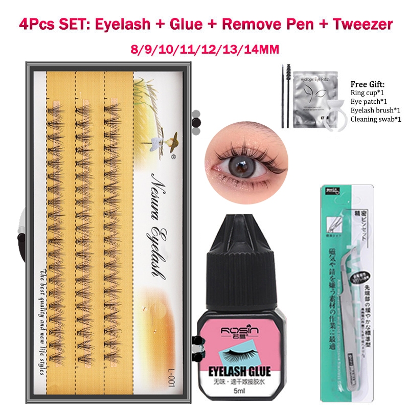 10D 20D individual lashes Set With Glue Medium Length Soft 3D DIY ...
