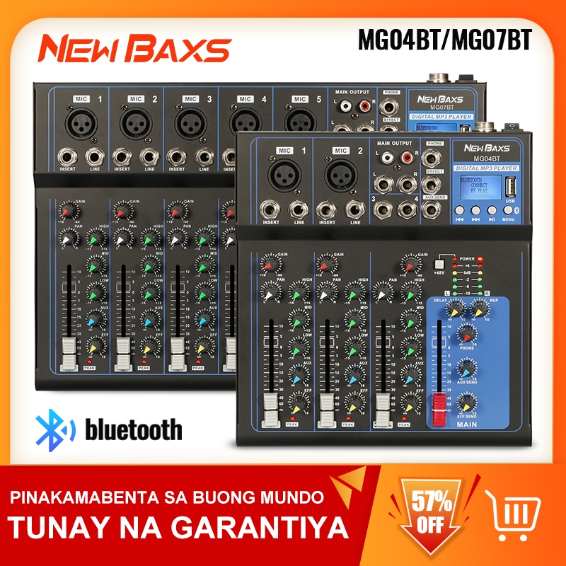 NEW BAXS MG04BT/ MG07BT Propesyonal Audio Mixer 4/7 channel built-in EQ ...