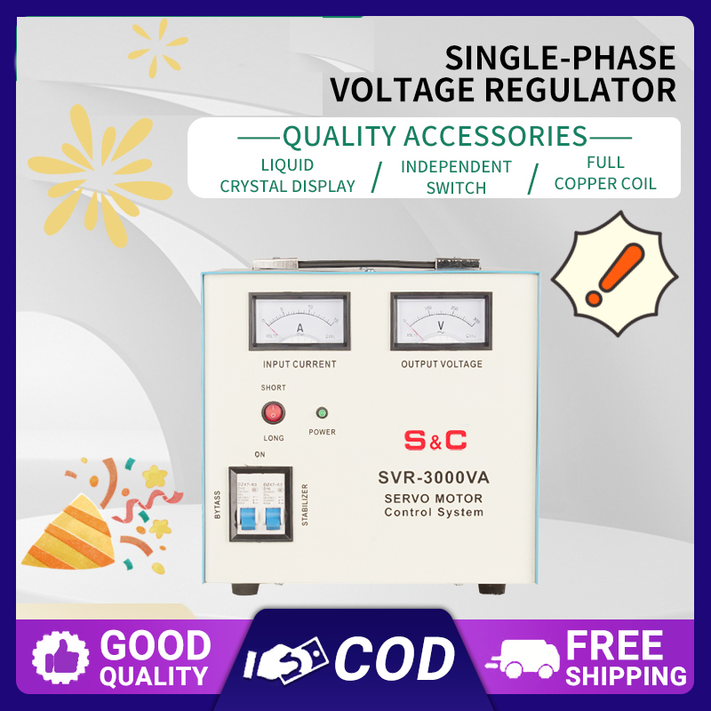 SVR-3000 VA AVR 50/60HZ Automatic Voltage Regulator Servo Motor Type 3000W Time Delay Power On ...
